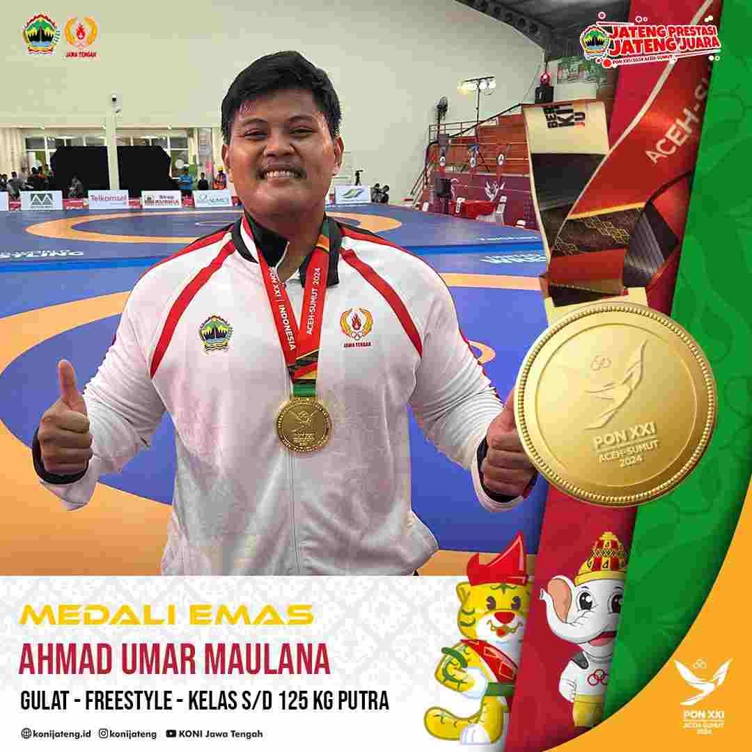 Akhir Penantian Selama 16 Tahun, Pegulat Umar Maulana Rebut Emas di PON XXI